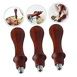 EXCEART 3Pcs Wooden Handle Wooden Stamps Brass Fittings Wedding invites Wooden Wax Stamp Handle Wax Stamp Replacement Handle Making Stamp Handle Stamp Handle Replacement Wooden Seal Handle