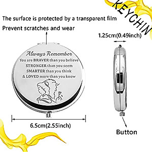 KEYCHIN Beauty Beast Movie Pocket Mirror Princess Belle Fans Gifts Always Remember You are Braver Stronger Smarter Than You Think Compact Makeup Mirror for Women Girls Teenagers (Beauty Beast Mirror)