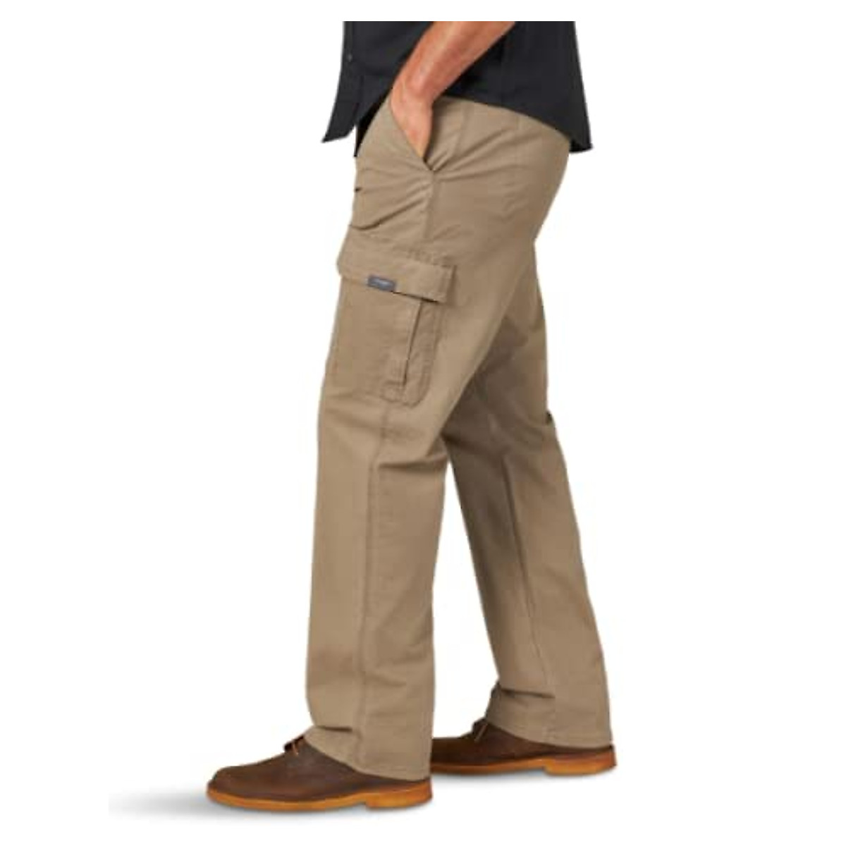 Men's Wrangler Relaxed Fit Flex Cargo Pants Barley Hidden Tech Pocket Straight Leg Flat Front (34x30)