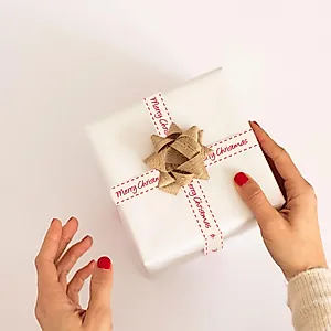 1 Roll Merry Christmas Themed Decorative Ribbon White Wrapping Ribbon Merry Christmas Cotton Ribbon for Home Decor Wrapping