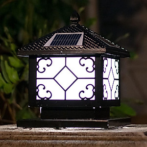 MODEBHD Traditional Gate Wall Outdoor Post Light, Decoration Garden Solar Light, Creative Landscape Column Head Lamp, Personality Patio Pillar Lamp, Waterproof Household Pillar Lantern