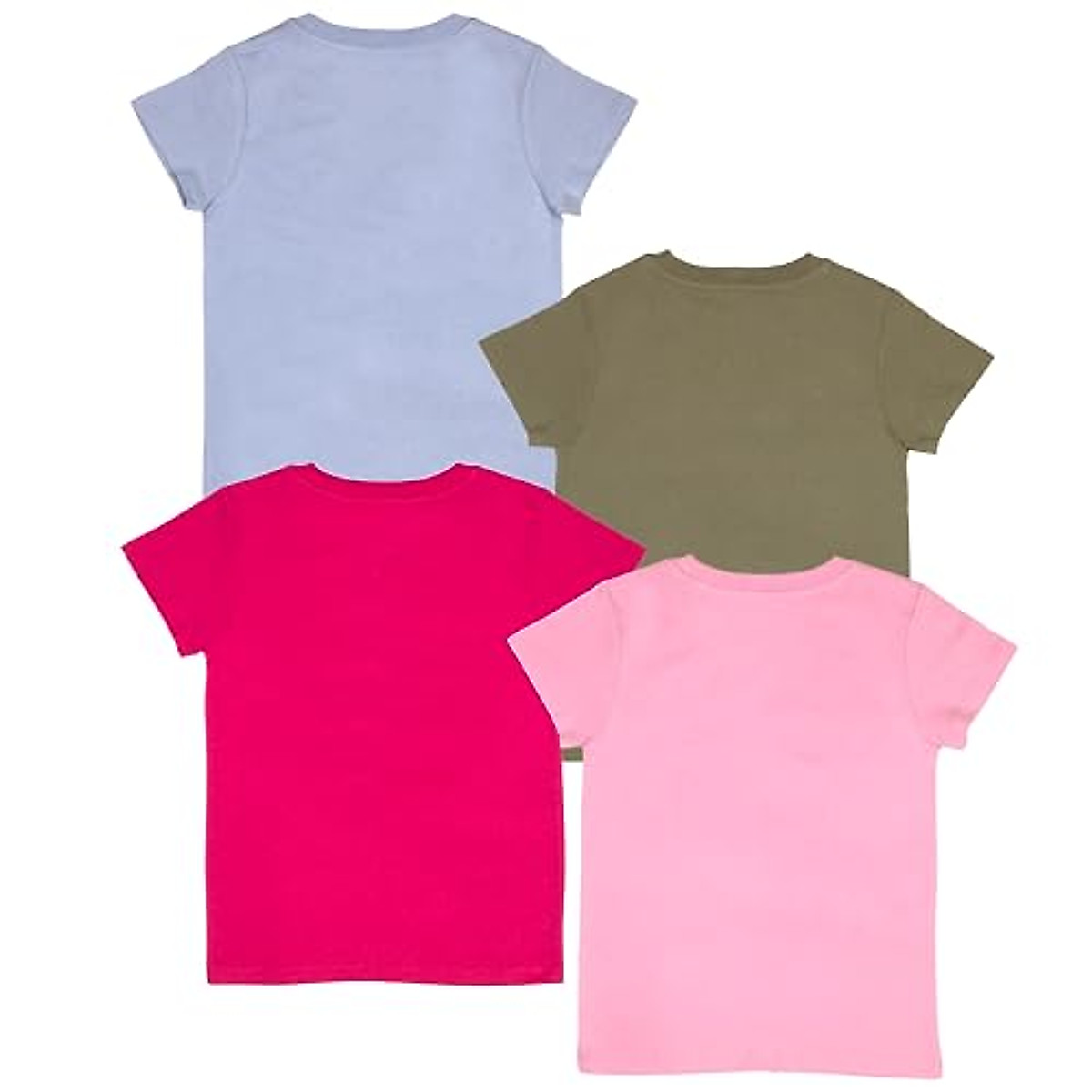 Disney Lilo & Stitch Girls 4-Piece Set, 4-Pack Short Sleeve T-Shirt Bundle Set for Kids and Toddlers (Size 7-8, Fuchsia/Pink/Blue/Sage)