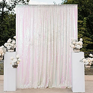Sequin Backdrop Curtain 8x10ft Panels Iridescent White Glitter Backdrop Curtain Seuqin Curtains Sparkle Photo Booth Backdrop Shimmer Backdrop for Parties Wedding Backdrop