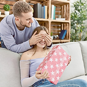 U'COVER Pink Gift Wrapping Paper Roll for Girls Women Birthday Baby Shower Wedding Christmas Valentines Day Anniversary Graduation Holiday Gift Wrap Rolls Star Pattern Medium Roll (PINK)