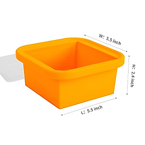 NAKTOW Silicone Freezing Tray with Lid - 2-Cup 4 Pack Freezer Containers,Make 1 Perfect Freezing,Storing Soups, Foods, Stews, Dips or Sauces Simple and Convenient Color Orange