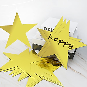 30 Pcs Star Cutouts Double Printed Paper, Star Cutouts Paper, 11 Inch Stars Decoration for Wedding Party Classroom Table DIY Decoration (Gold)