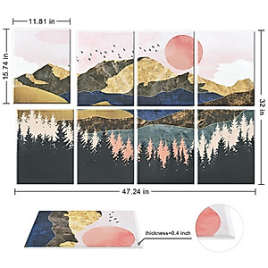 Tutmyrea Art Acoustic Panels, 48"X32" Self-adhesive Sound Proofing Padding, 8 Pack Acoustical Soundproof Wall Panels, Decorative Sound Absorbing Panels for Home & Office (Mountain Tree)