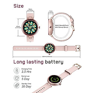 SHANG WING Smart Watches for Women Waterproof, Round Women's Watch Compatible with iPhone Android Phones Fitness Tracker Reloj para Mujer with Heart Rate Monitor Pedometer Sleep Tracker Pink, Lynn