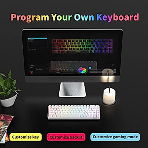 NACODEX 68 Key 65% Hot swappable Mechanical Keyboard, 2.4G Wireless/Bluetooth/Wired RGB Backlit Keyboard, 1900mAh Programmable Keyboard for Win/Mac/Gaming, Linear Red Switch
