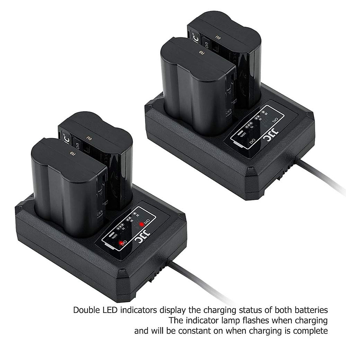 JJC EN-EL15 Battery Charger USB Dual Slot for Nikon Zf Z f Z5 Z6 Z7 Z6II Z7II D850 D780 D750 D610 D600 D500 D7500 D7200 D7100 D7000 D810A D810 D800E D800 Cameras