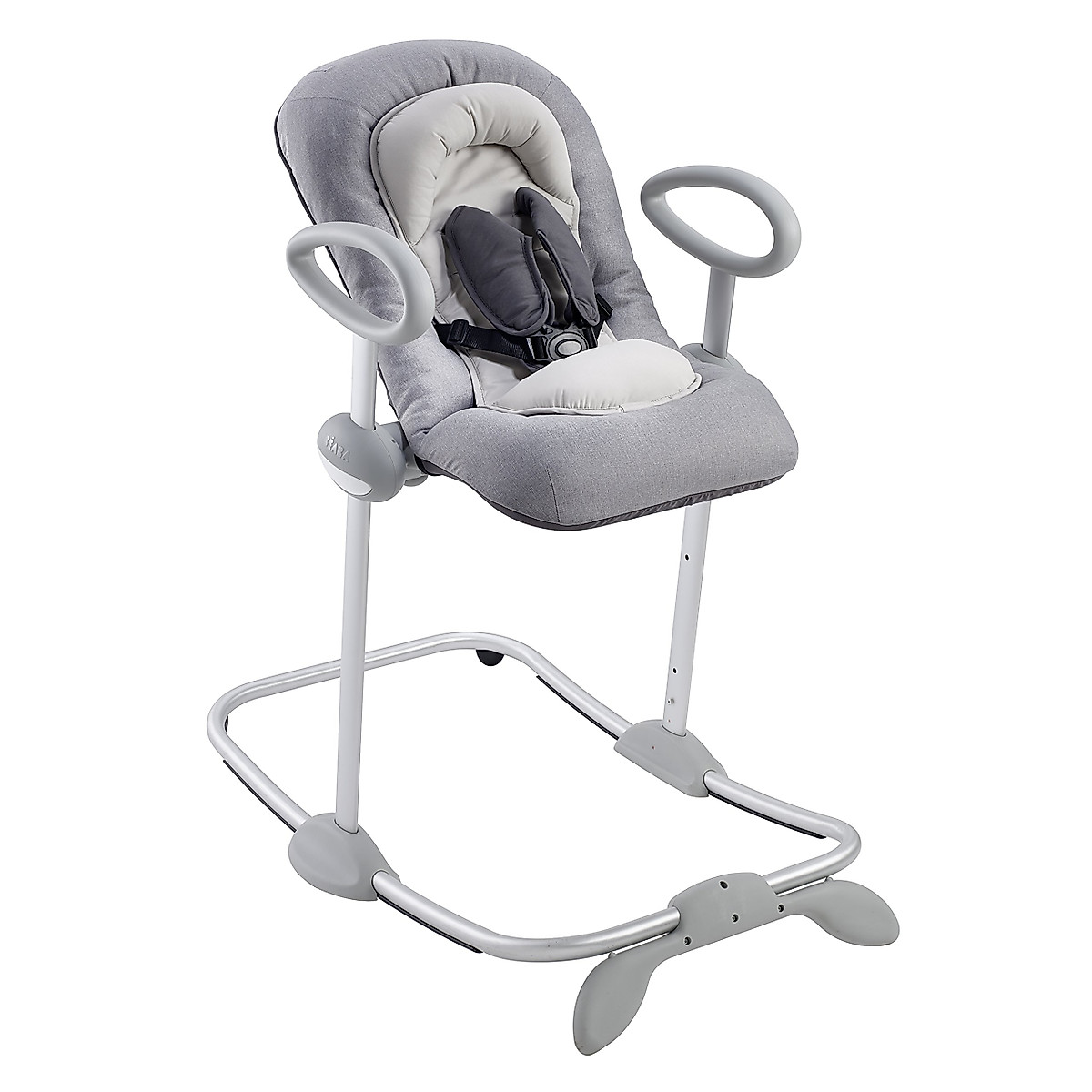 BEABA Up & Down Portable Baby Rocker, 4 Height Levels + 3 Reclining Positions with 1 Click, Couch and Table Height Rocker, Baby Seat, Baby Lounger, Baby Essentials, Baby Gear, Gray