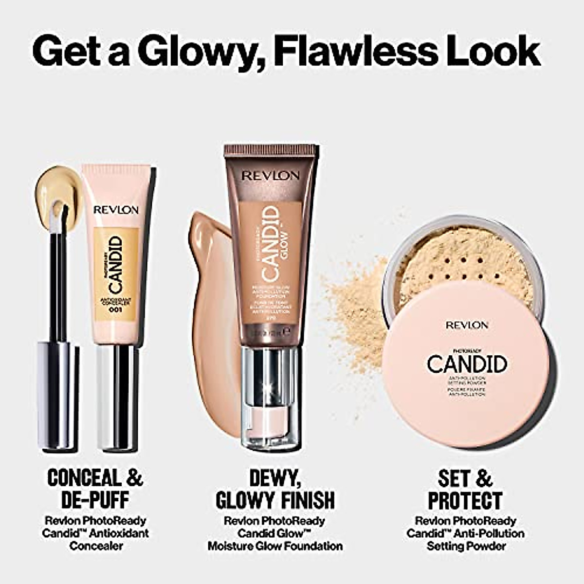 Revlon PhotoReady Candid Glow Moisture Glow Anti-Pollution Foundation with Vitamin E and Prickly Pear Oil, Anti-Blue Light Ingredients, without Parabens, Pthalates, and Fragrances, Buff, 0.75 oz