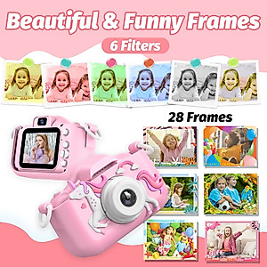 Mgaolo Kids Camera Toys for 3-12 Years Old Boys Girls Children,Portable Child Digital Video Camera with Silicone Cover, Christmas Birthday Gifts for Toddler Age 3 4 5 6 7 8 9 (Pink)