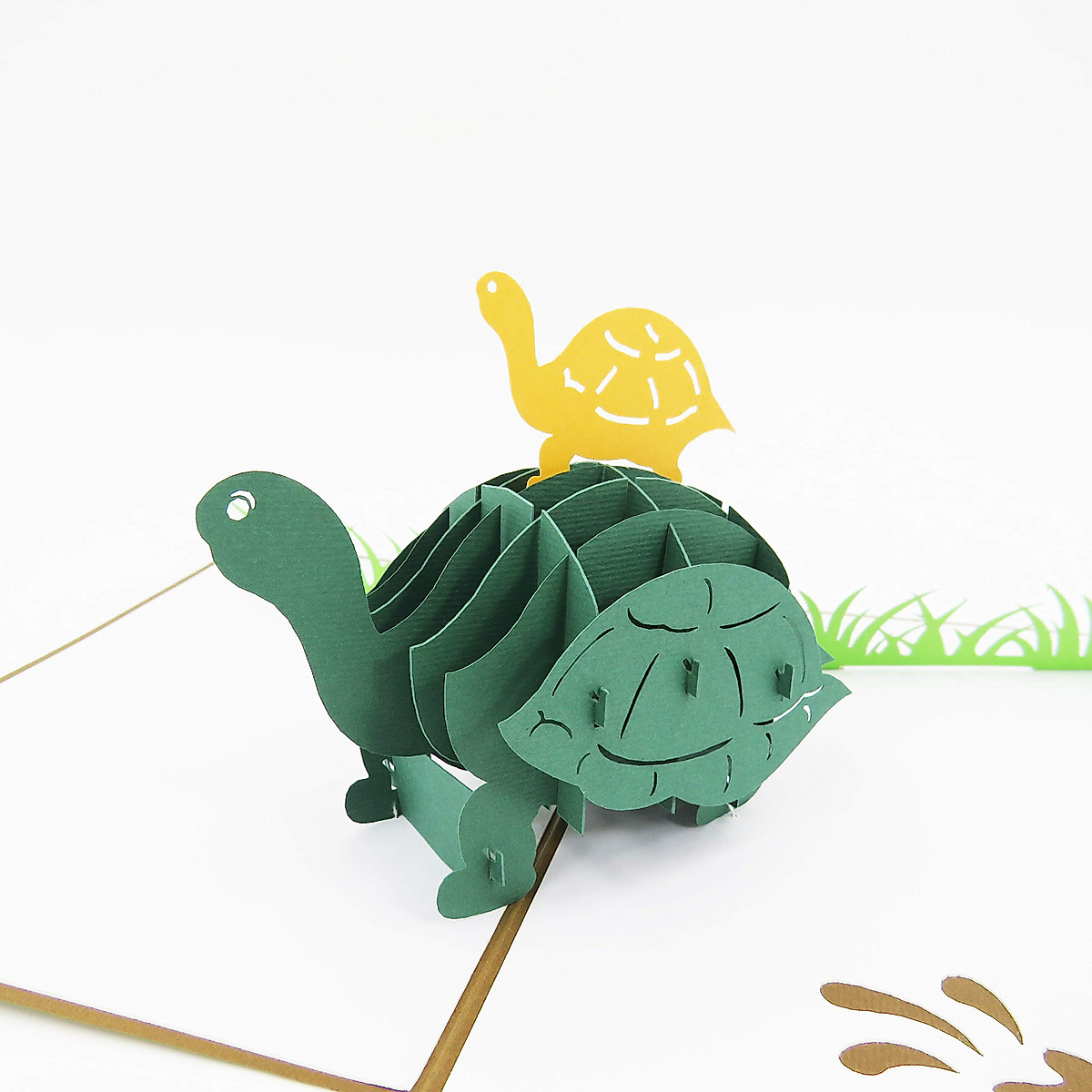 POP CARD EXPRESS Turtle Theme 3D Pop Up Greeting Card - Mother's Day Card, Thank You Mom Card, Father's Day Card, Thank You Dad Card (Turtles Pop Up Card)