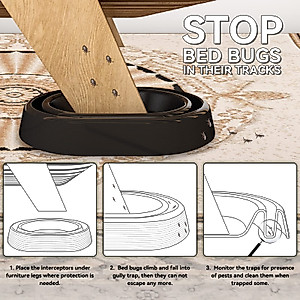 Bed Bug Interceptors | Bed Bug Interceptor Traps | Insect Trap, Monitor, and Detector for Bed Legs (Black - 4 pcs)