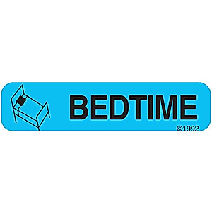 PHARMEX 1-348 Permanent Paper Label, Bedtime", 1 9/16" x 3/8", Blue (500 per Roll, 2 Rolls per Box)