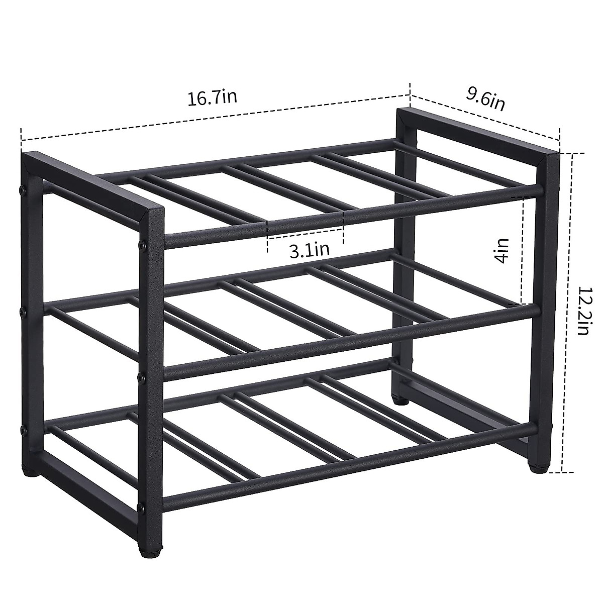 Honiter 12 Bottle Wine Rack Countertop, Storage Wine Rack Freestanding Floor, Display Storage Wine Rack, Industrial Metal Wine Shelf Organizer for Cabinet Tabletop Bar Cellar, Black