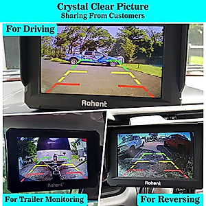 Rohent R3 HD 1080P Digital Wireless Backup Camera with 5'' Monitor License Plate Hitch Rear View Camera System for Cars,Trucks,Campers IP69 Waterproof Front /Rear View Switchable 8 IR Night Vision