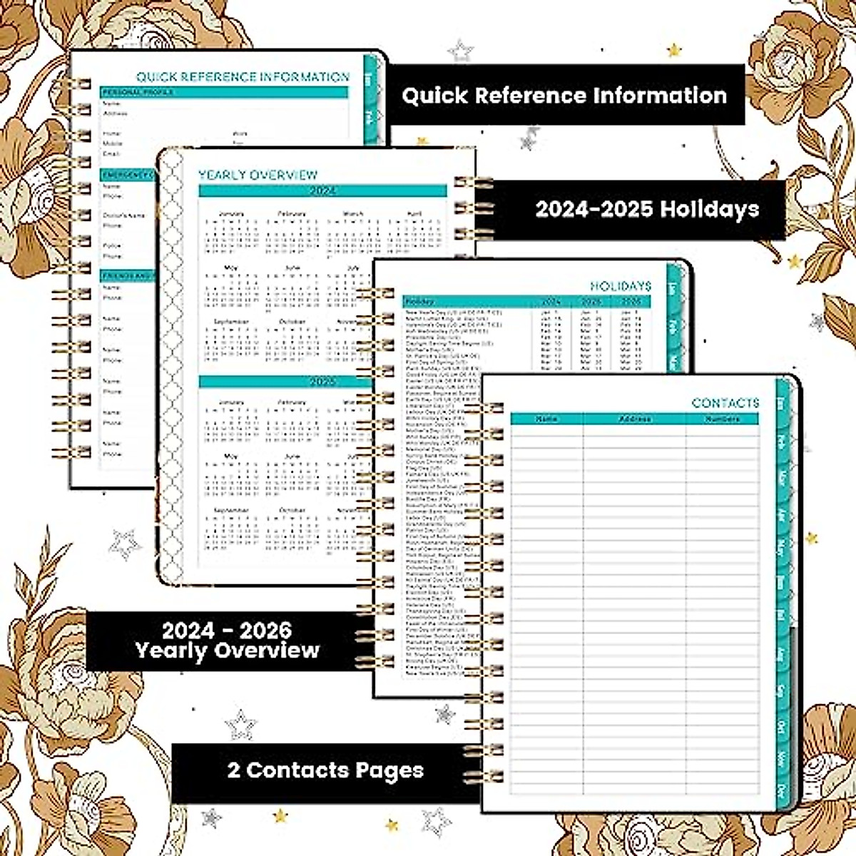 2024 Planner - 2024 Planner Weekly and Monthly, Jan 2024 - Dec 2024, 8.5" x 6.4", 2024 Calednar Planner, Monthly Tabs, Holidays, Back Pocket, Thick Paper, Strong Binding, Perfect Daily Organizer