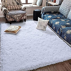 Ultra Soft White Rugs for Bedroom 4x6 Feet, Fluffy Shag Area Rugs for Living Room, Large Comfy Furry Rug for Girls Kids Baby Room Decor, Non Slip Nursery Rug Modern Indoor Fuzzy Floor Carpet