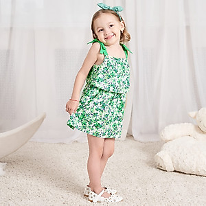 Sosomi Toddler Girls Dress Summer Clothes Sundress Butterfly Baby Girl Floral Green Dresses 18-24 Months