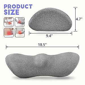 Lumbar Support Pillow, Lumbar Pillow for Low Back Pain Relief, Ergonomic Memory Foam Lumbar Pillow, Breathable & Detachable & Washable, Comfy Back Pillow for Office Chairs, Car Seats (Dk Grey, Cotton)