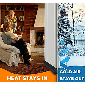 MAXTID Under Door Draft Stoppers 36 Inch White Door Draft Blocker Draft Stoppers for Bottom of Doors Seal Gap Reduce Wind/Breeze, Cold Air, Dust, Smoke, Door Seal Strips Sweeps