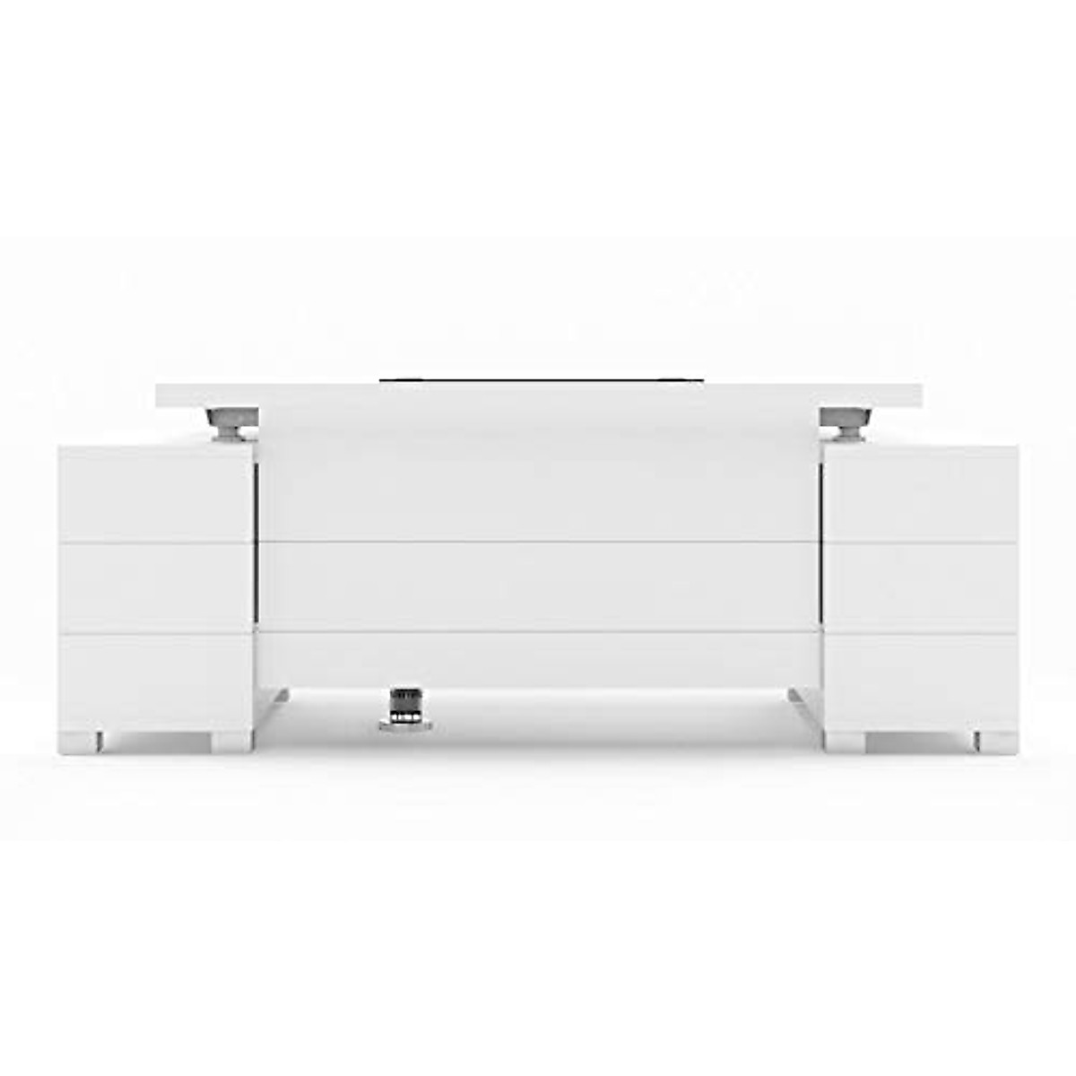 ZURI Furniture Ford Executive Modern Adjustable Height Desk with Filing Cabinets - White