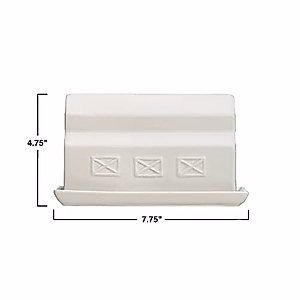 Creative Co-Op Matte Stoneware Barn Butter Dish Food Storage, 1 Pack, White