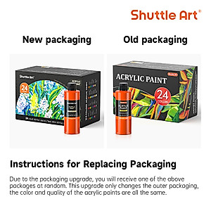 Acrylic Paint, Shuttle Art 24 Colors Acrylic Paint Bottle Set, 250ml/8.45oz Each, Rich Pigments, High Viscosity, Bulk Paint for Artists, Beginners and Kids Painting on Rocks Crafts Canvas Wood Ceramic