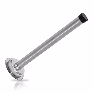 Suiwotin 1pc 8 Inch Door Stops, Self Adhesive Long Door Stopper, Stainless Steel Sound Dampening Door Stop, Wall Mount Screw Doorstop with Rubber Bumper (Silver)