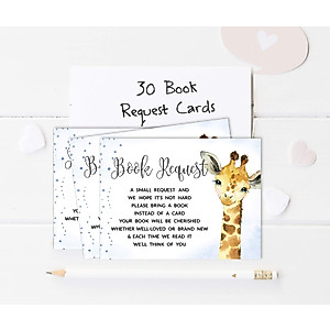 Inkdotpot 30 Books for Baby Shower Request Cards Bring A Book Instead of A Card Giraffe Jungle Animals Baby Shower Invitations Inserts Games
