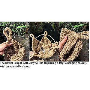N?A Jute Hanging Basket Wall planters-Small Wall Planter, Teardrop Hanging Baskets for Plants Succulent Wall Decor, Hanging Herb Pot Holder 3 inch Outside Diameter for in/Outdoor Fence Planter