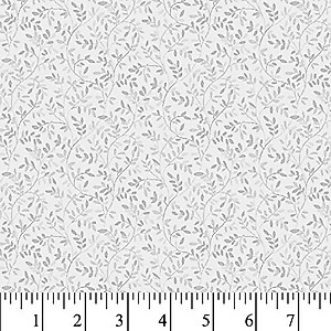 Dainty Leaves Silver Gray Cotton Fabric, 1-Yard PRECUTS
