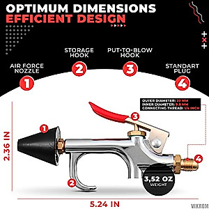 Air Compressor Hose Nozzle Heavy Duty - Air Nozzle for Air Compressor Blower Nozzle Cleaning Kit Stainless Steel Air Hose Metal Nozzle - Metal Pistol Nozzle Blow Gun for Compressor Hose Sprayer Nozzle