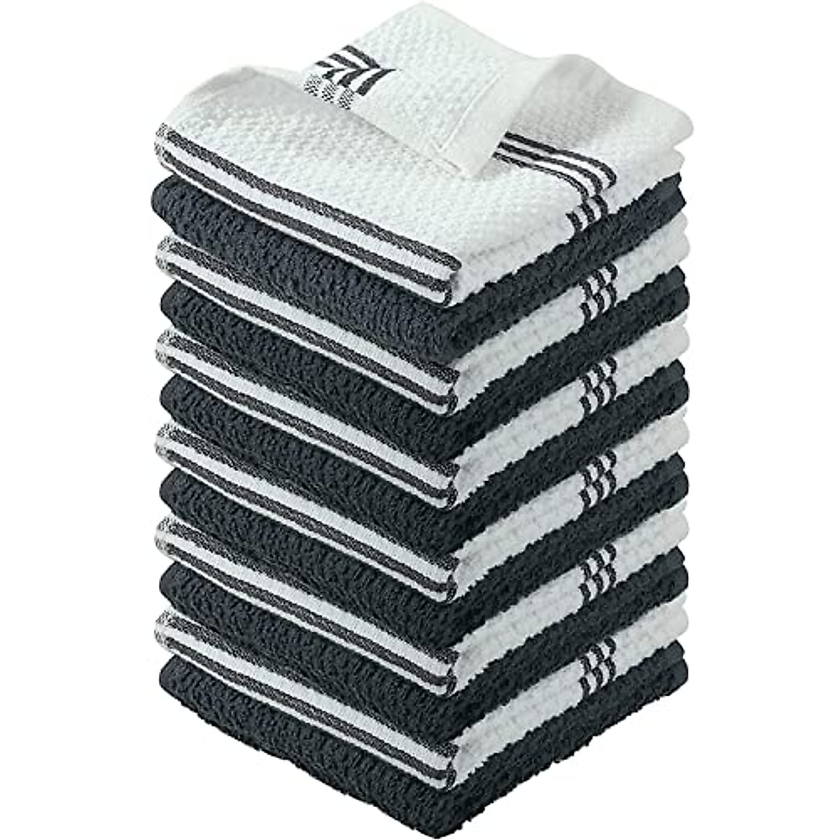 Oakias Terry Dish Cloths Grey (12 Pack, 12 x 12 Inches) – Cotton Dish Towels – Highly Absorbent & Quick Drying Kitchen Towels – Pop Corn Style…