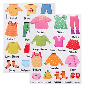 Gadpiparty Dresser Clothing Decals Clothing Sort Wall Sticker Removable Clothing Label Decal Kids Drawer Stickers Clothing Sort Wall Sticker for Kids Wardrobe Drawer Organizing Home Bedroom Decoration