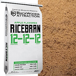 Backwoods Premium Wildlife Products Deer Attractants for Whitetail Deer, Apple Rice Bran Deer Attractant Feed 50 Pound Bag