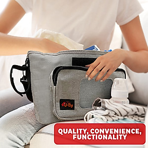 .p U-By Baby Stroller Organizer with Cup Holder - Diaper Bag Organizer with Detachable Shoulder Strap - Stroller Bag Organizer for Bottle, Diapers, Toys, Baby Accessories - Fits All Strollers