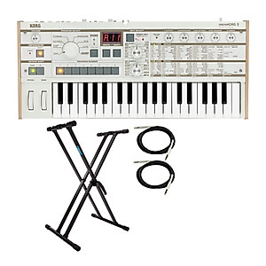 Korg microKORG S Synthesizer/Vocoder Bundle with Knox Gear Keyboard Stand and 10 Feet 1/4-Inch to 1/4-Inch 8mm TS Cable (2-Pack) (4 Items)