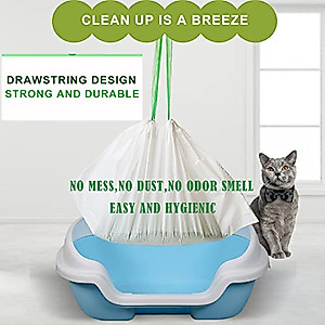Mavere Jumbo Cat Litter Box Liners - 30 Count Extra Large Drawstring Bags, 4 Mils Thickness Pan Liner for Pet Cats and Kitties - 41" x 18" Oversized