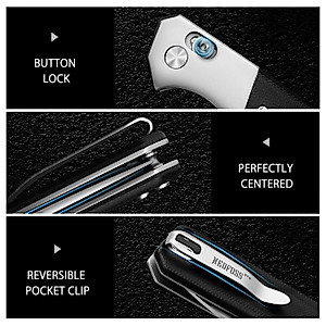 NedFoss BEAST Pocket Knife for Men, 3.48" 14C28N Steel Blade Folding Knife with Clip, G10 Handle, Safety Axis Lock, Heavy Duty Tactical Knife for Hiking Camping Gifts for Men Women