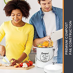 Wishful Home Compost Bin Kitchen Counter | Indoor Compost Bin | Kitchen Compost Bin Countertop | Odorless Compost Counter Bin with Lid | Rust Proof Compost Bucket | Non-Smell Filter | White