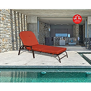 Kozyard Maya Outdoor Chaise Lounge Weather & Rust Resistant Steel Chair with Polyester Fabric Cushion for Pool, Patio, Deck or Yard (Terracotta)