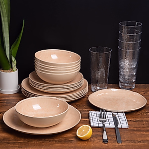 KX-WARE 6-piece Melamine Bowl Set, 100% Melamine 7.5-inch Bowl Reactive Taupe | Indoors and Outdoors, Camper, Break-resistant, RV Use