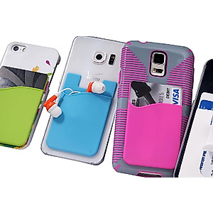 Adhesive Cell Phone Wallet for Back of Phone Case. Silicone Stick On Sleeve for iPhone, Android & Flat Surfaces, Great for Credit Cards, Business Card, Money & ID Card (Black 1 Pack)