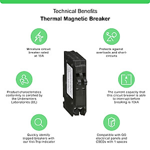 Square D by Schneider Electric Square D - QO1515C Circuit Breaker, 15 amp
