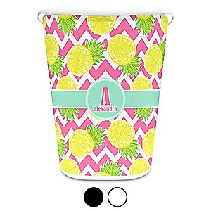 RNK Shops Pineapples Waste Basket - Single Sided (White) (Personalized)