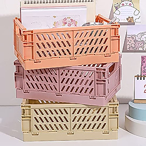 Collapsible Plastic Storage Bins, Collapsible Utility Bin Organization and Storage, Stackable Storage Bins Utility Folding Basket, Home Crate Box for for Home & Garage Organization (L, Pink)