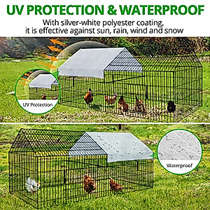 PawGiant Chicken Coop Chicken Run Pen for Yard with Cover 86"×40"×39" Outdoor Metal Portable Chicken Tractor Cage Enclosure Crate Outside for Small Animals Duck Rabbit Hen